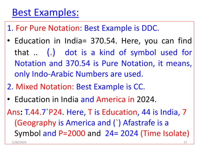 Library Classification-NOTATION. Notationspt | PPT | Science