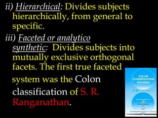 Library Classification ppt Arun Joseph MPhil | PPTX