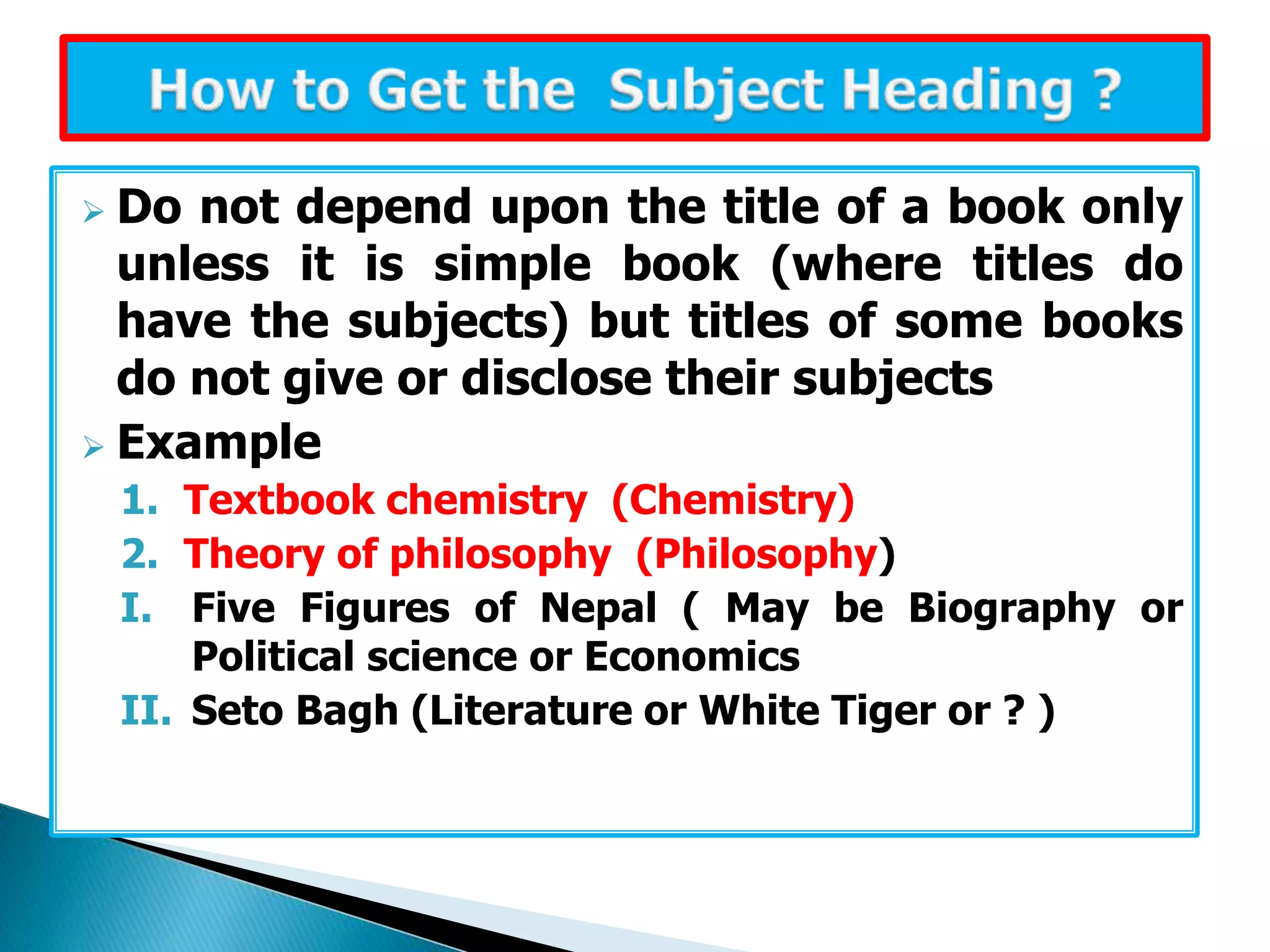 Library congress subject headings | PPTX