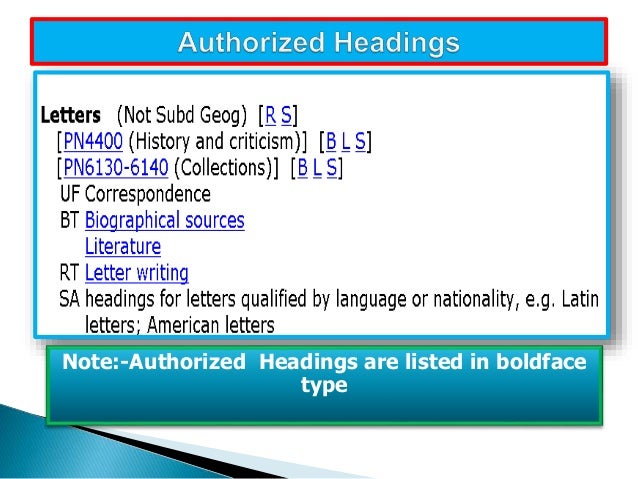 Library congress subject headings