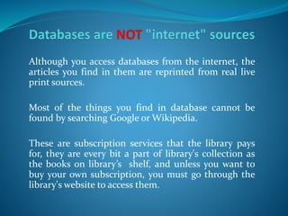 Library Database and Google Scholar | PPTX | Search | Internet