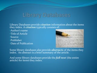 Library Database and Google Scholar | PPTX | Search | Internet