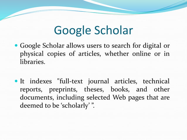 Library Database and Google Scholar | PPTX | Search | Internet