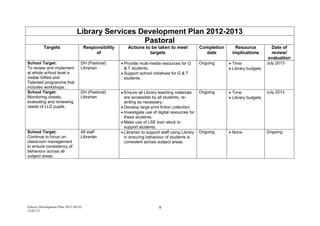 Library Development Plan 2012-2013 | PDF