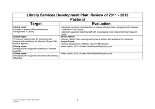 Library Development Plan 2012-2013 | PDF