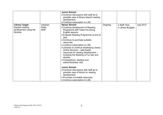 Library Development Plan 2012-2013 | PDF