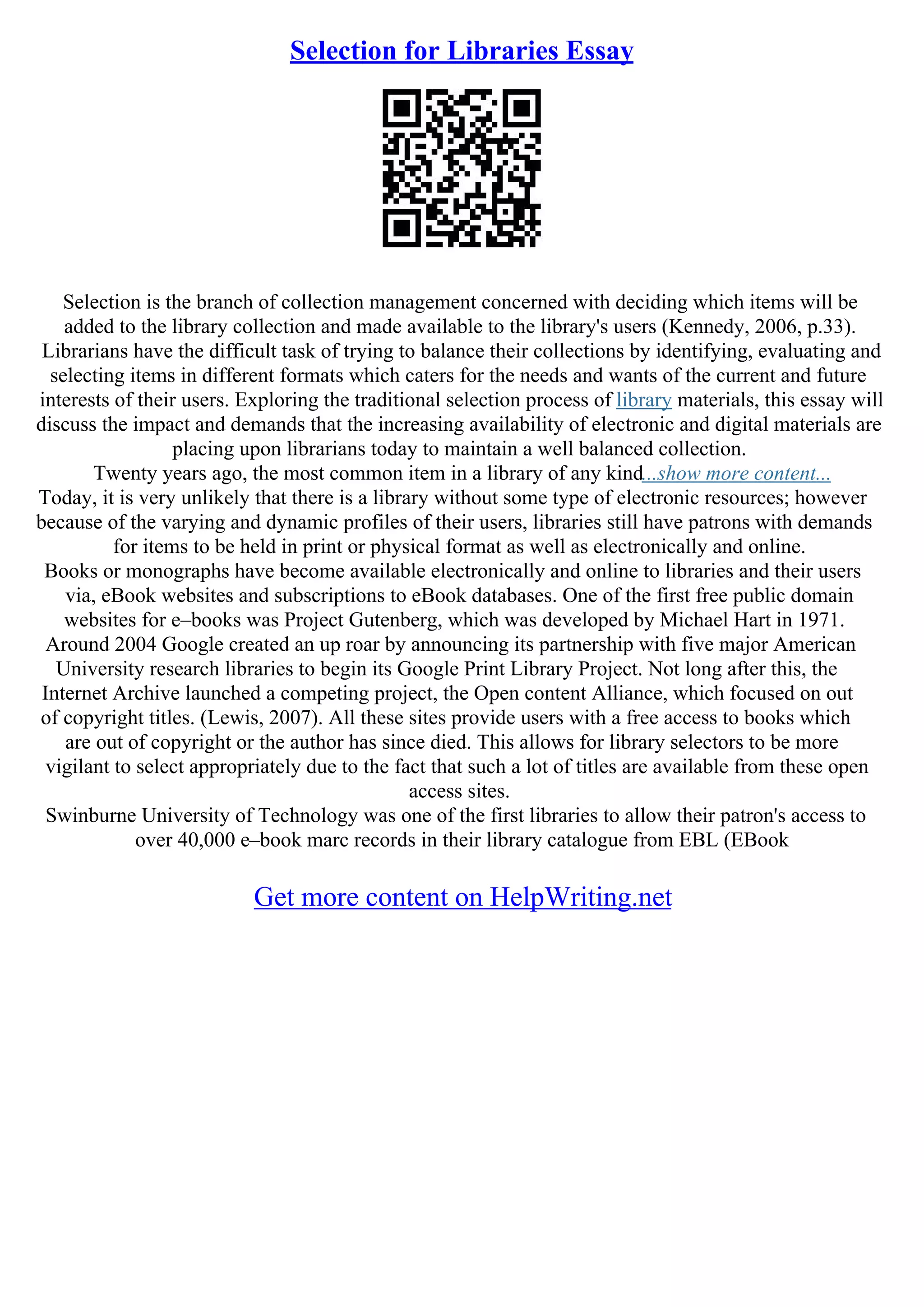 Library Essays | PDF