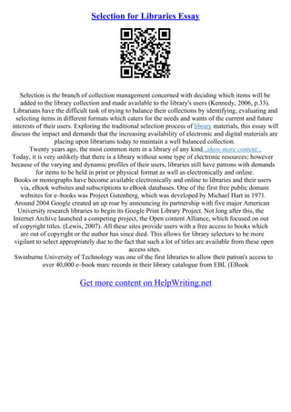 Library Essays | PDF