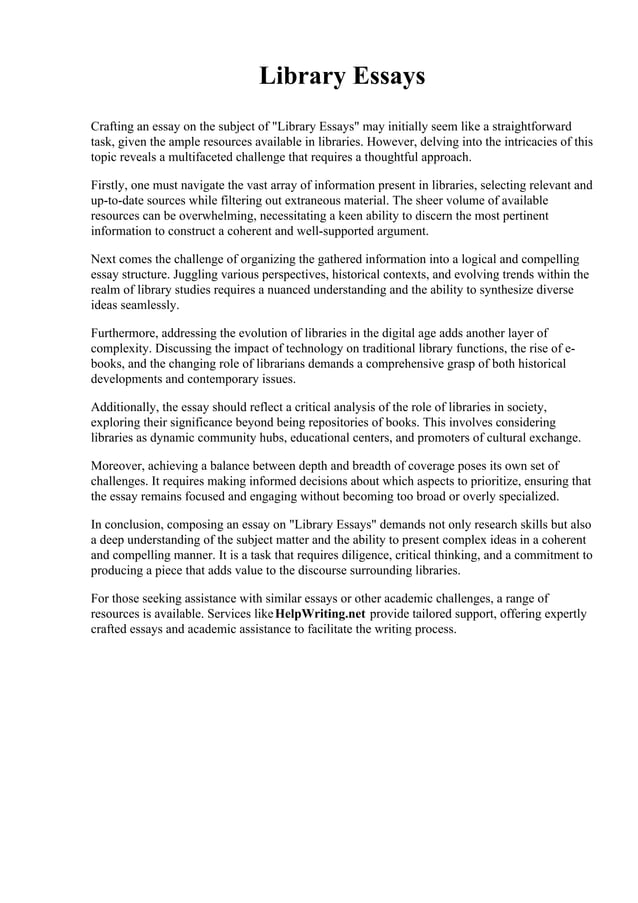 Library Essays. Saint Anthony College of Nursing | PDF