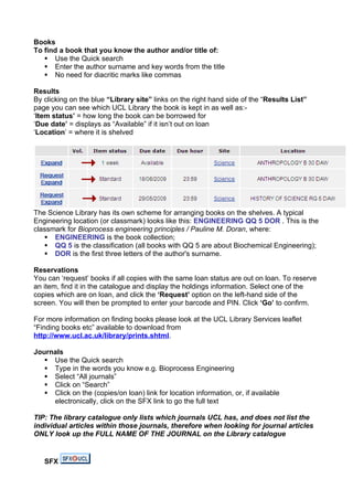 Library essentials for year 1 Biochemical Engineers | PDF