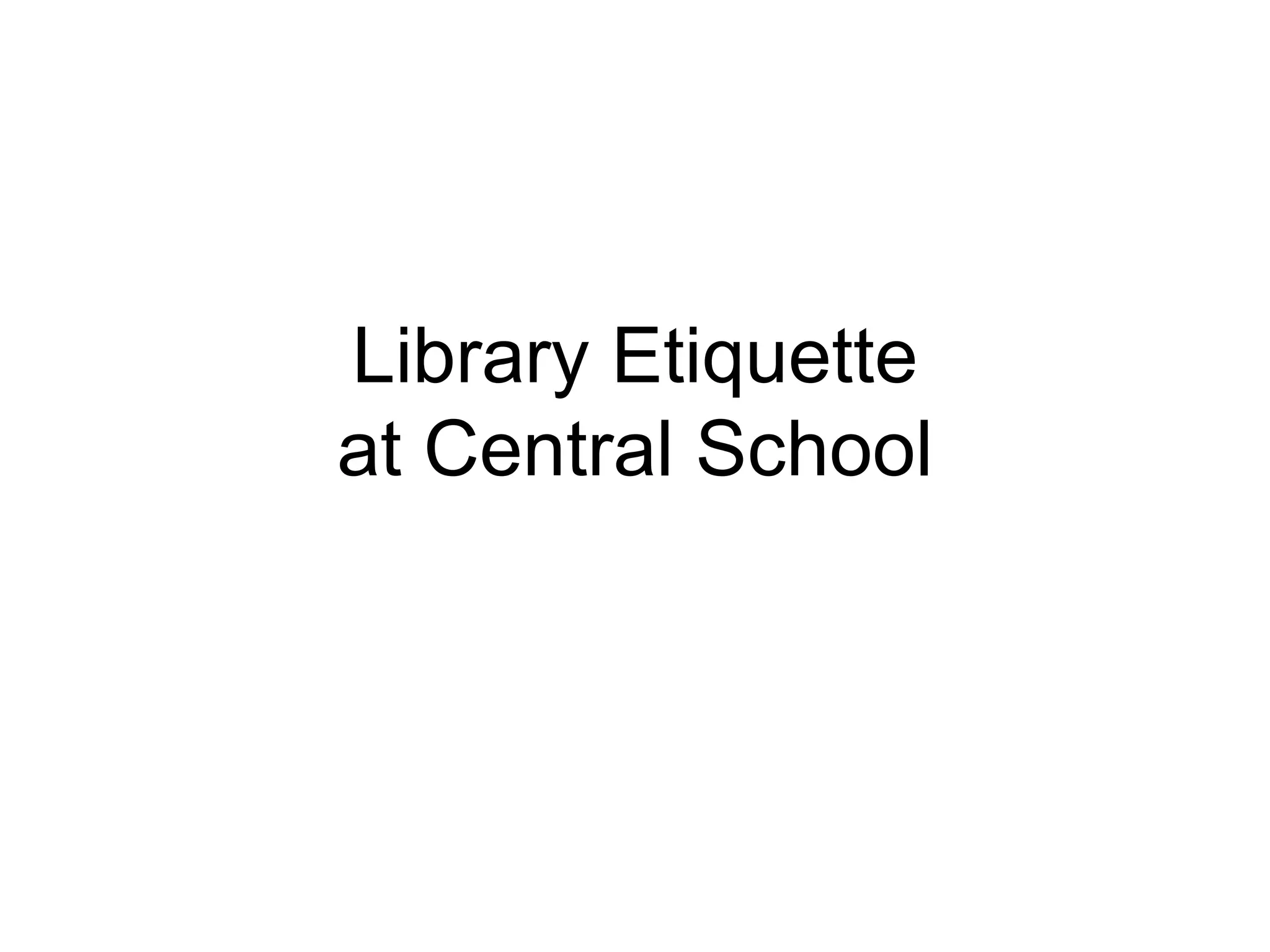Library Etiquette | PPT