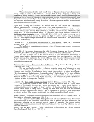 Library evaluation and performance measurement review of literature | DOC