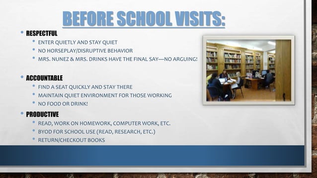 Library expectations | PPTX | Education