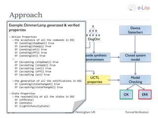 Formal Veriﬁcation of Device State Chart Models | PPT
