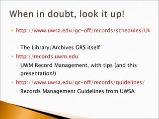 Reading the Library General Records Schedule | PPT