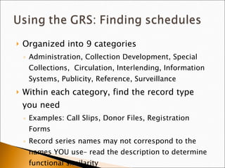 Reading the Library General Records Schedule | PPT