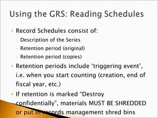 Reading the Library General Records Schedule | PPT