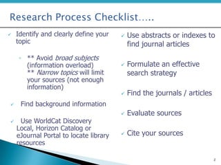 Library information research strategies overview | PPT