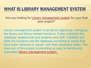 Library management system | PPTX | Operating Systems | Computer ...