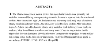 LIBRARY MANAGEMENT SYSTEM.pptx for students | PPTX