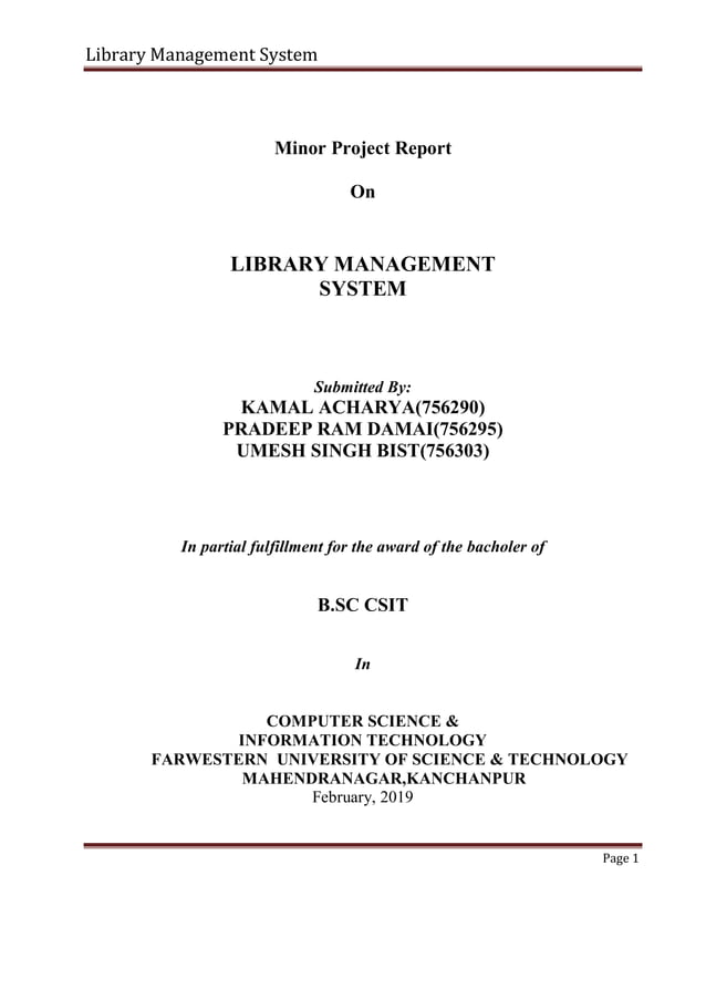Library_management_system_project_report.pdf | Operating Systems | Computer Software and ...
