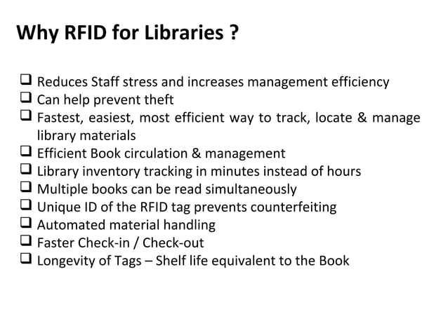 Library management system using rfid | PPT | Technology & Computing