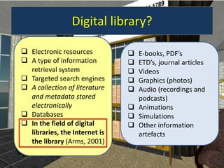 Creating digital libraries in support of learning communities using ...