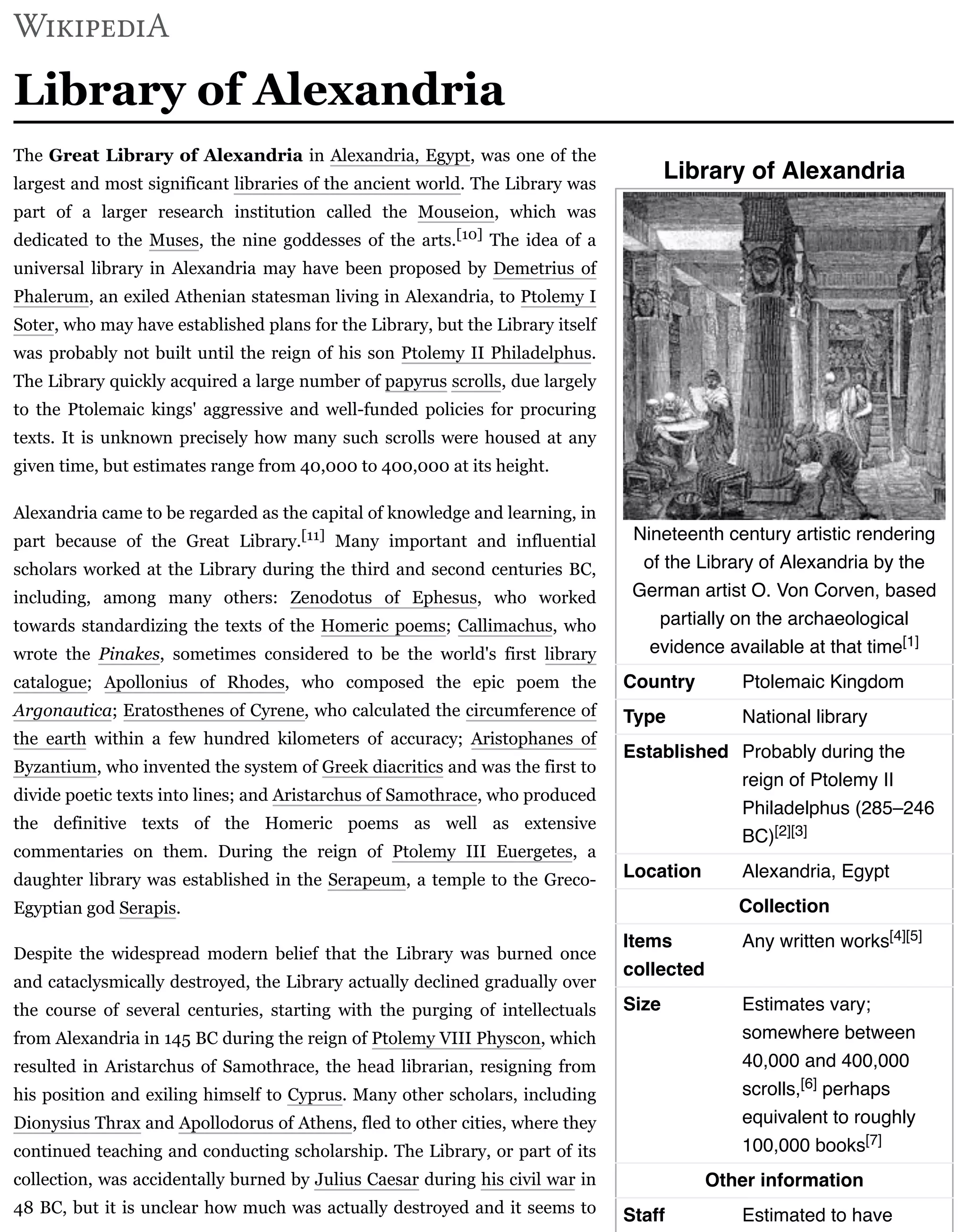 Library of alexandria wikipedia | PDF