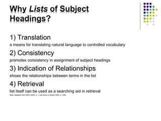 Library of Congress and Sears List of Subject Headings.pptx