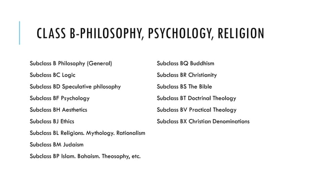 Library of congress classification system | PDF | Religion & Spirituality