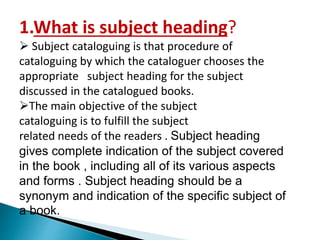 Library of congress subject heading7 | PPT