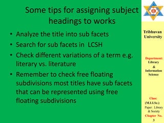 Library of congres subject headings lchs | PPTX | Geography | Science