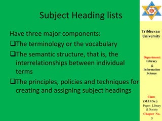 Library of congres subject headings lchs | PPTX | Geography | Science