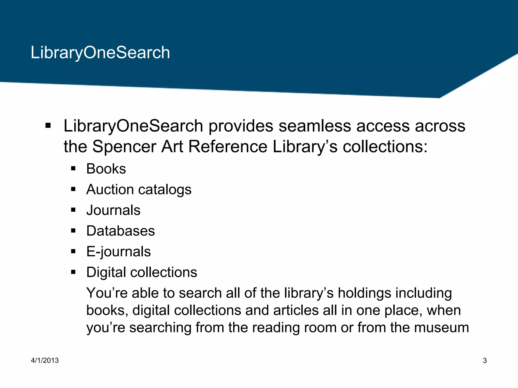 Library onesearch launch1 | PPT