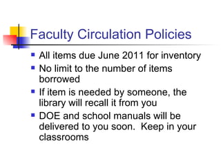 Teacher Library Orientation | PPT