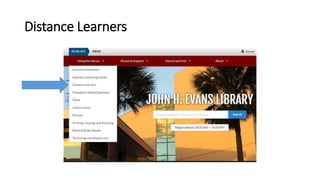 Evans Library Overview of Website | PPTX