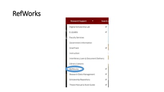 Evans Library Overview of Website | PPTX