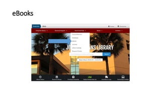 Evans Library Overview of Website | PPTX