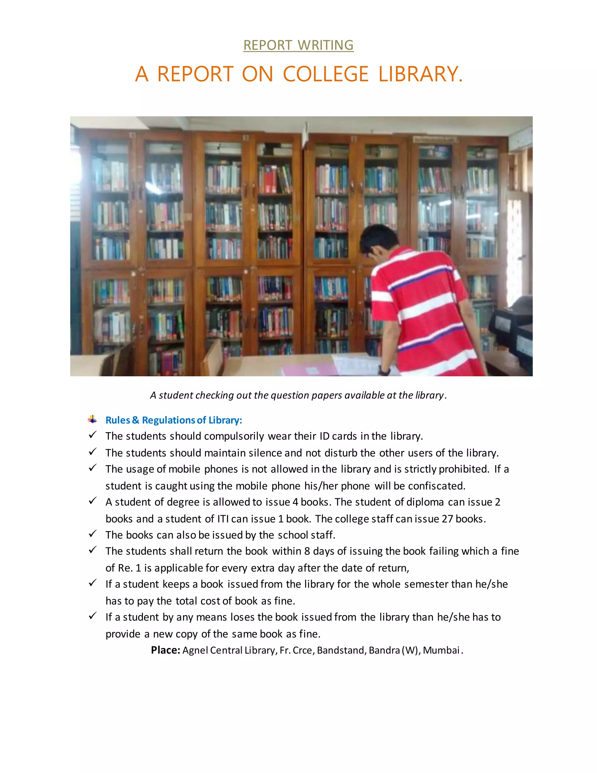 A Report on College Library. | DOCX