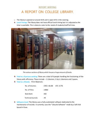 A Report on College Library. | DOCX