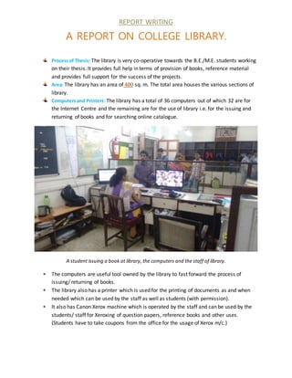 A Report on College Library. | DOCX
