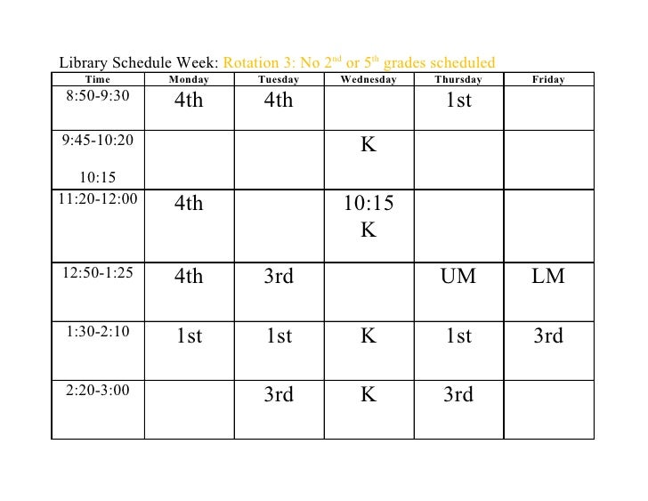 Library Rotation Schedule 09