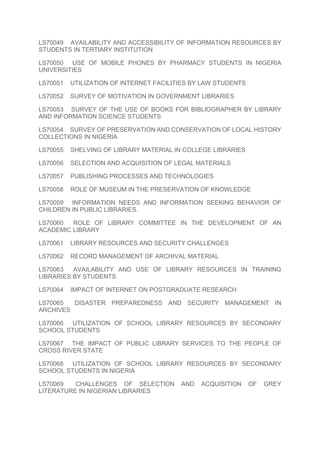 LIBRARY SCIENCE PROJECT TOPICS AND MATERIALS.docx