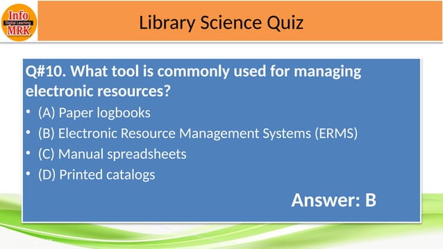 Emerging library information science MCQs | PPT