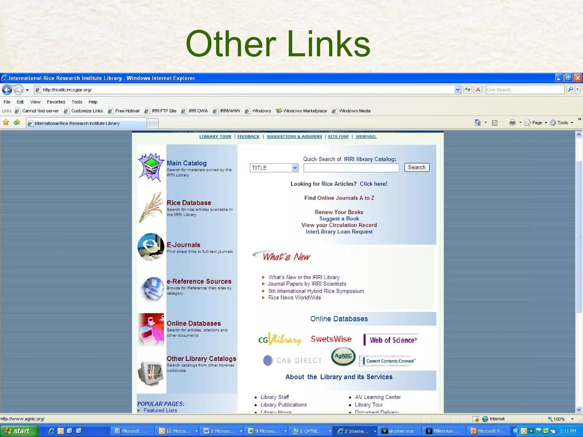 The IRRI Library 2010 | PPS