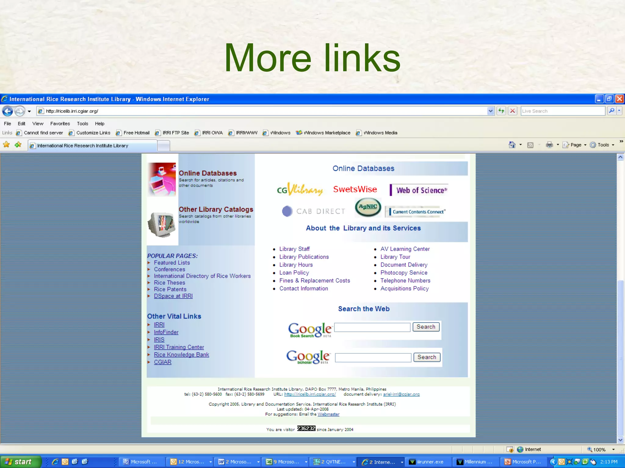 The IRRI Library 2010 | PPS