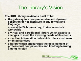 The IRRI Library 2010 | PPS