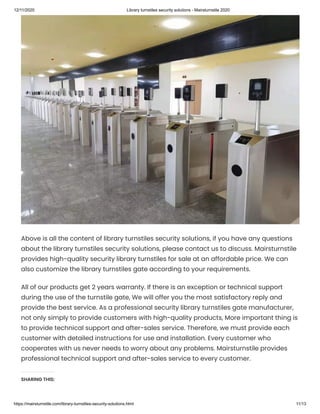 Library turnstiles security solutions mairsturnstile 2020 | PDF