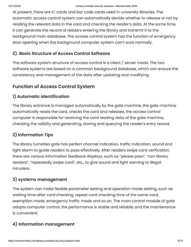 Library turnstiles security solutions mairsturnstile 2020 | PDF
