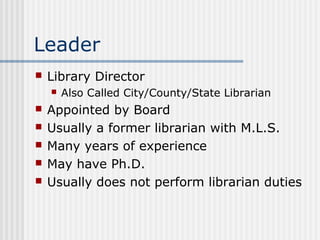 Library Types & Personnel Roles | PPT